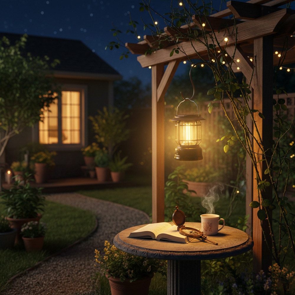 Lampa Solara LED, pentru Camping si Drumetii, tip Vintage, Comando Home ...