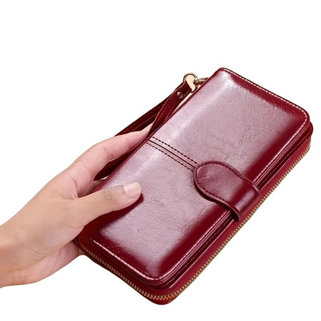 Portofel dama, design modern, piele PU, rosu, 19x26cm - eMAG.ro