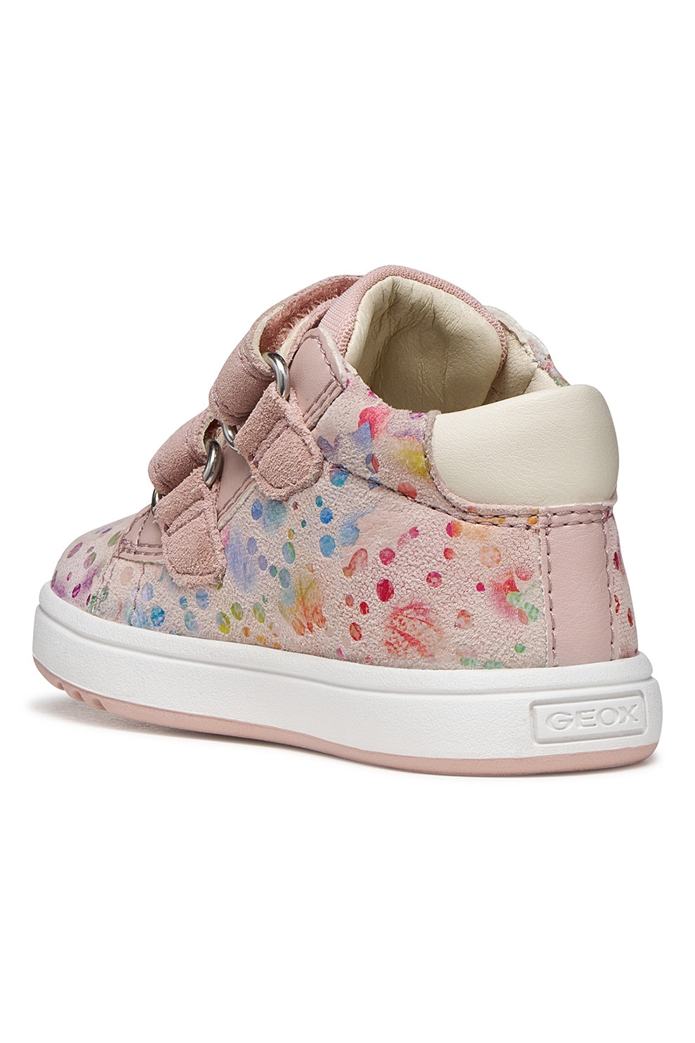 Geox, Pantofi sport Biglia cu model floral si velcro, Multicolor, 24 EU ...