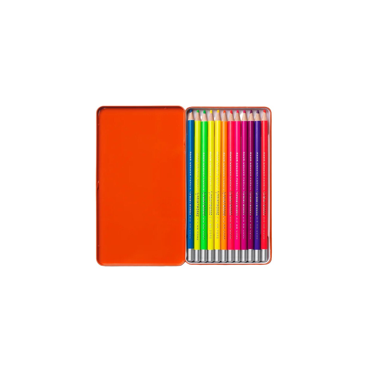 Set 12 creioane colorate neon, Printworks, lemn de inalta calitate ...