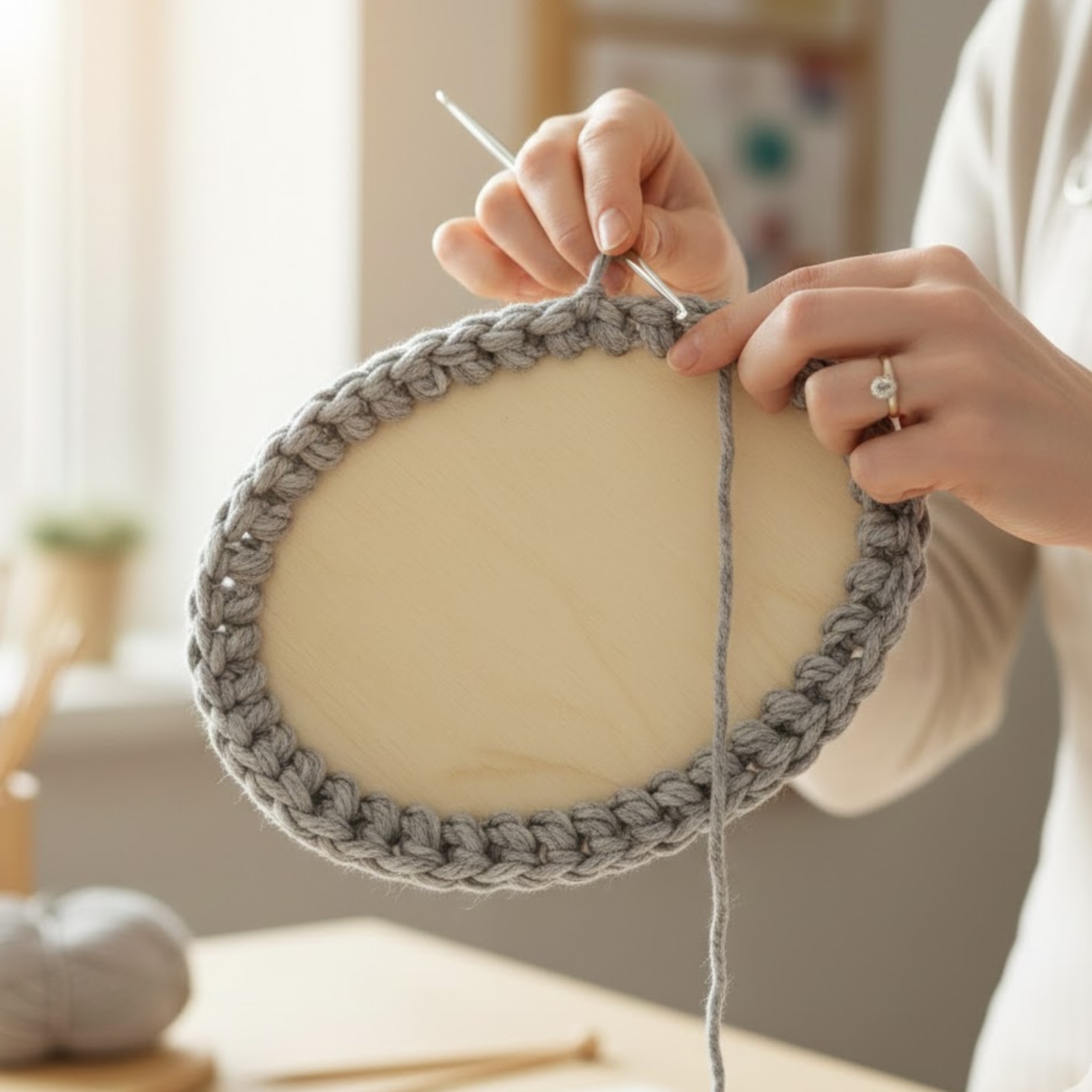 Baza pentru cosuri de crosetat, SMX, forma de ou, 30x20cm, din placaj ...