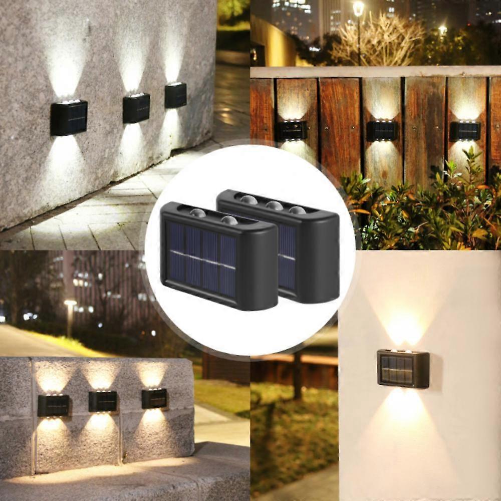 Lampa solara de perete, 4 LED-uri, iluminare alb cald, impermeabila ...