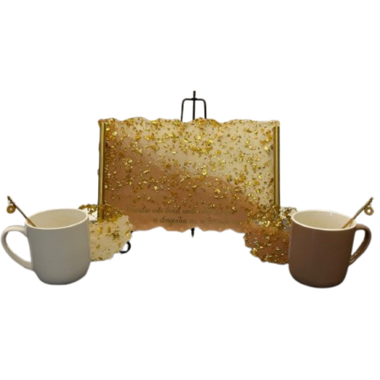 Set Tava Servire pentru cafea, personalizata din rasina cu cani ...