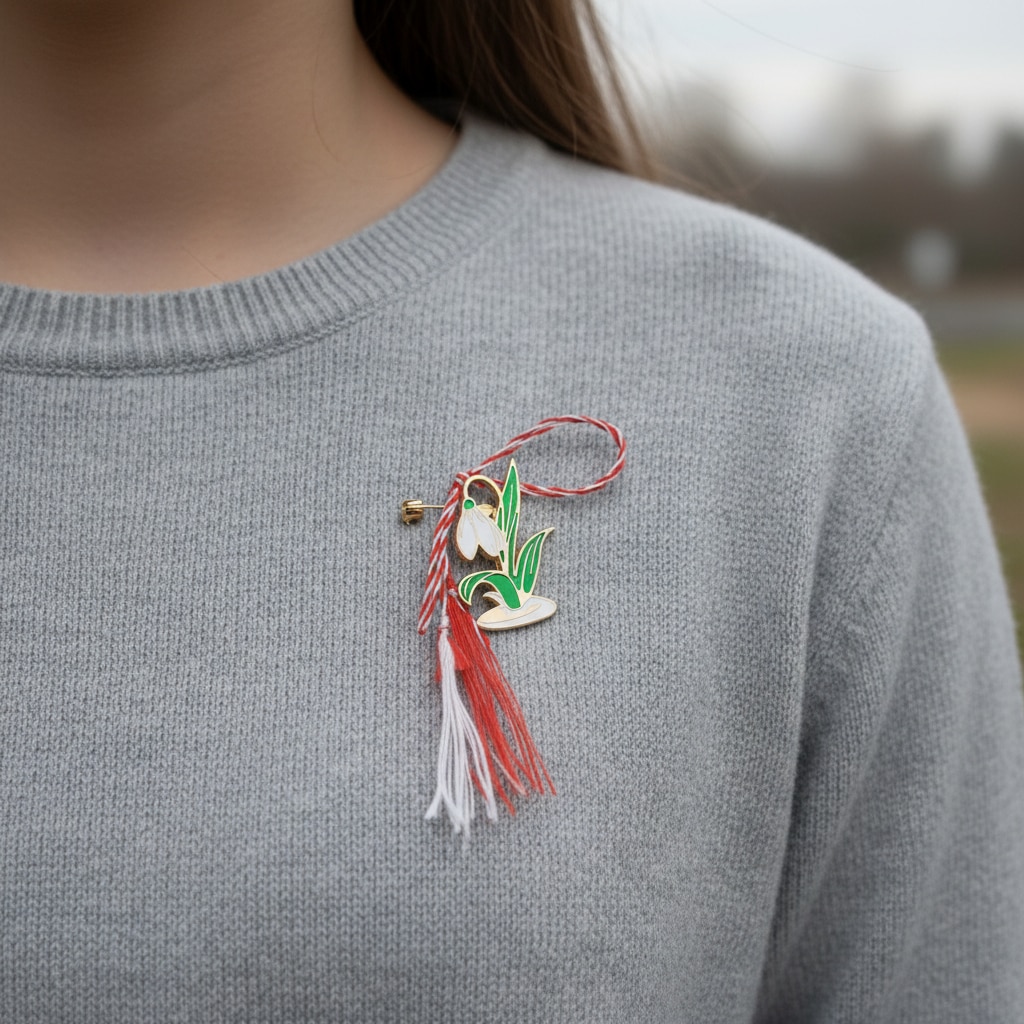 Set 12 Brose Martisor Premium Vision XXI, metalice, ghiocei, alb-verde ...