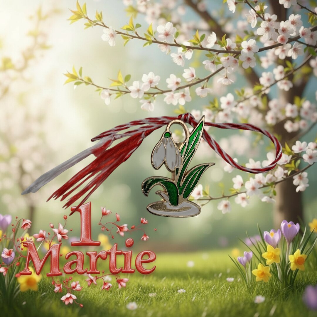 Set 12 Brose Martisor Premium Vision XXI, metalice, ghiocei, alb-verde ...