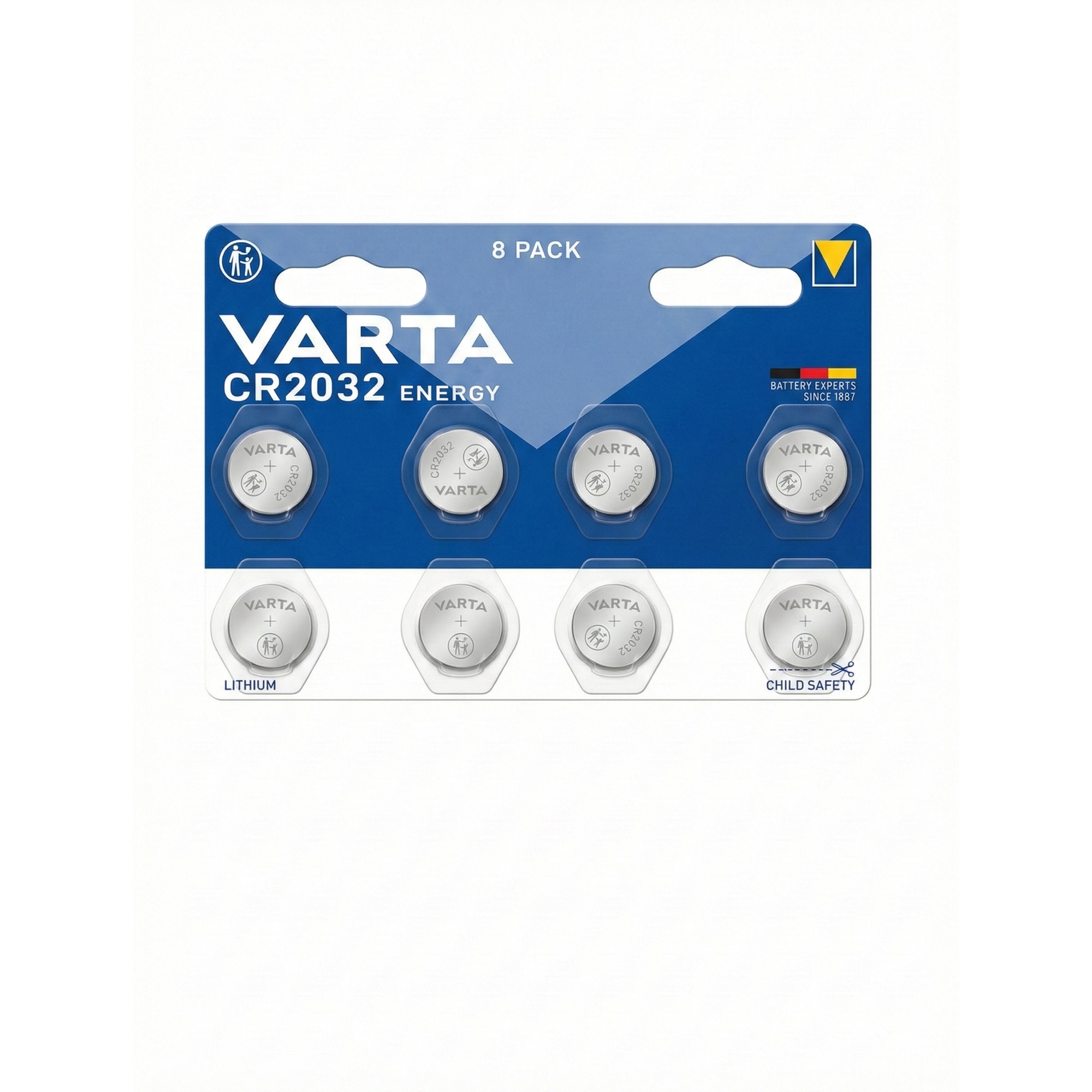 Set 8 baterii Varta Energy CR2032, Litiu, 3V, tehnologie Child Safety ...