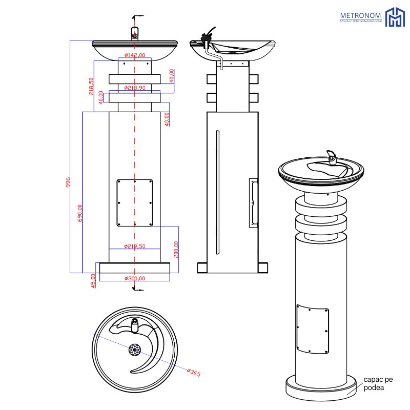 Cismea Metronom MTR-C006 din inox, design cilindric, înălțime 996mm ...