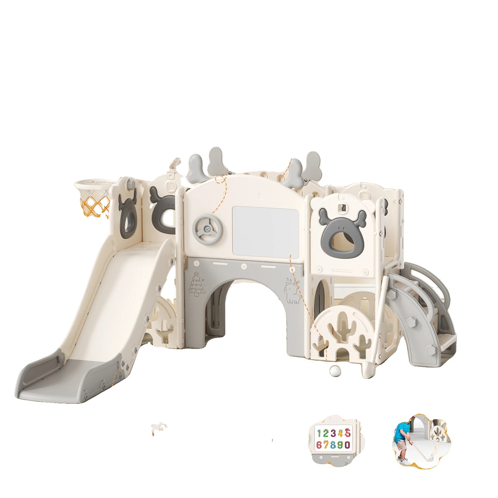 Set tobogan copii, caracteristici multifunctionale, design sigur, gri ...