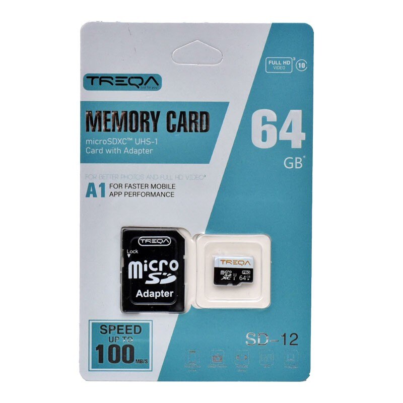 Treqa 64GB PRO Full HD UHS A1 SDXC kártya, akár 100MB/s sebességgel ...