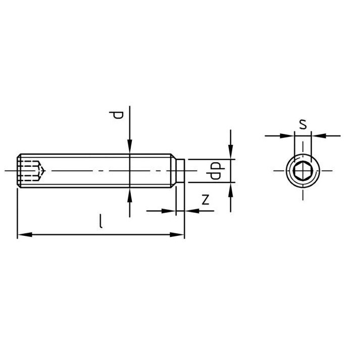 Set 200 Stift filetat cu locas hexagonal varf cilindric DIN 915 / ISO ...