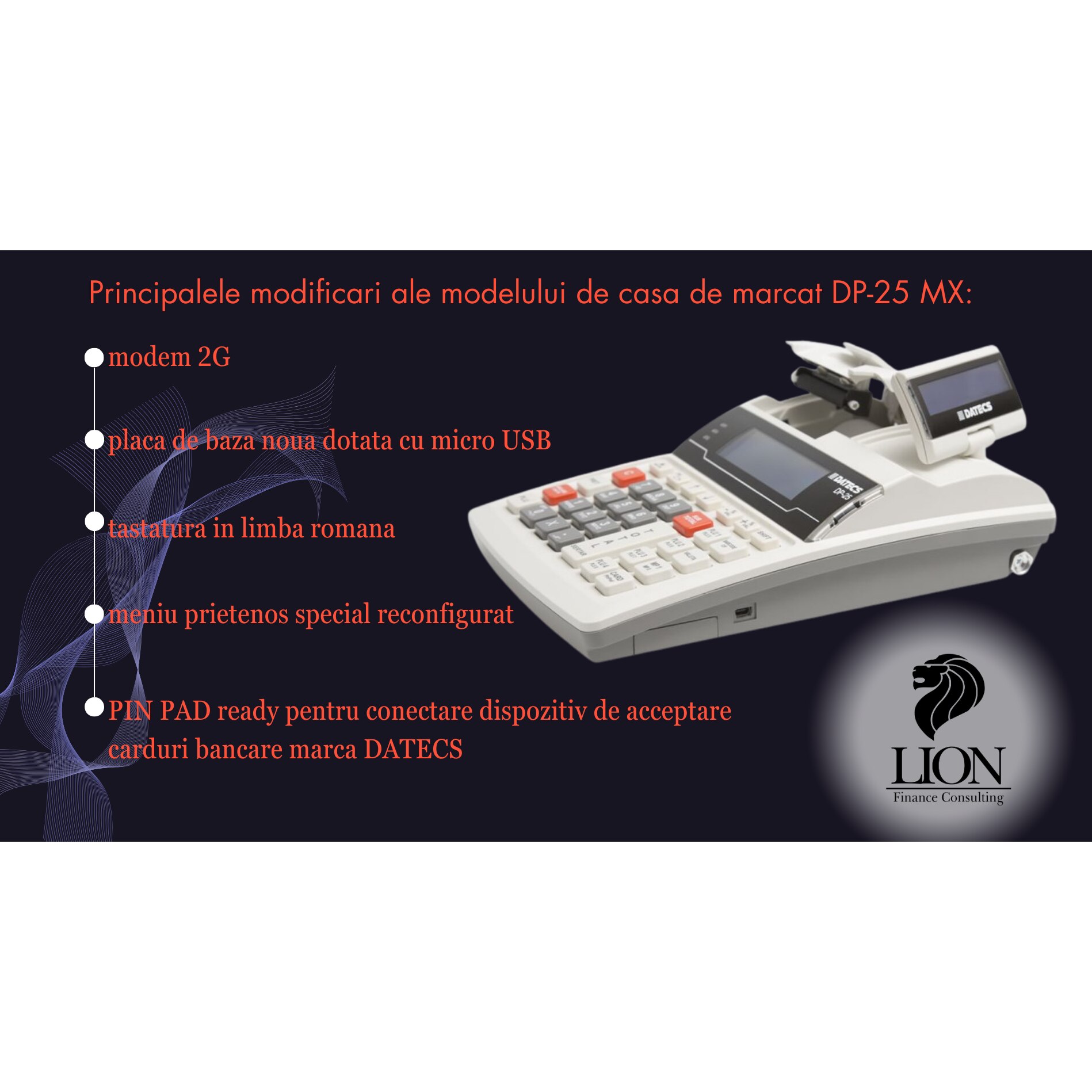 Casa de Marcat, Datecs DP-25MX, conectivitate avansată, suport carduri ...