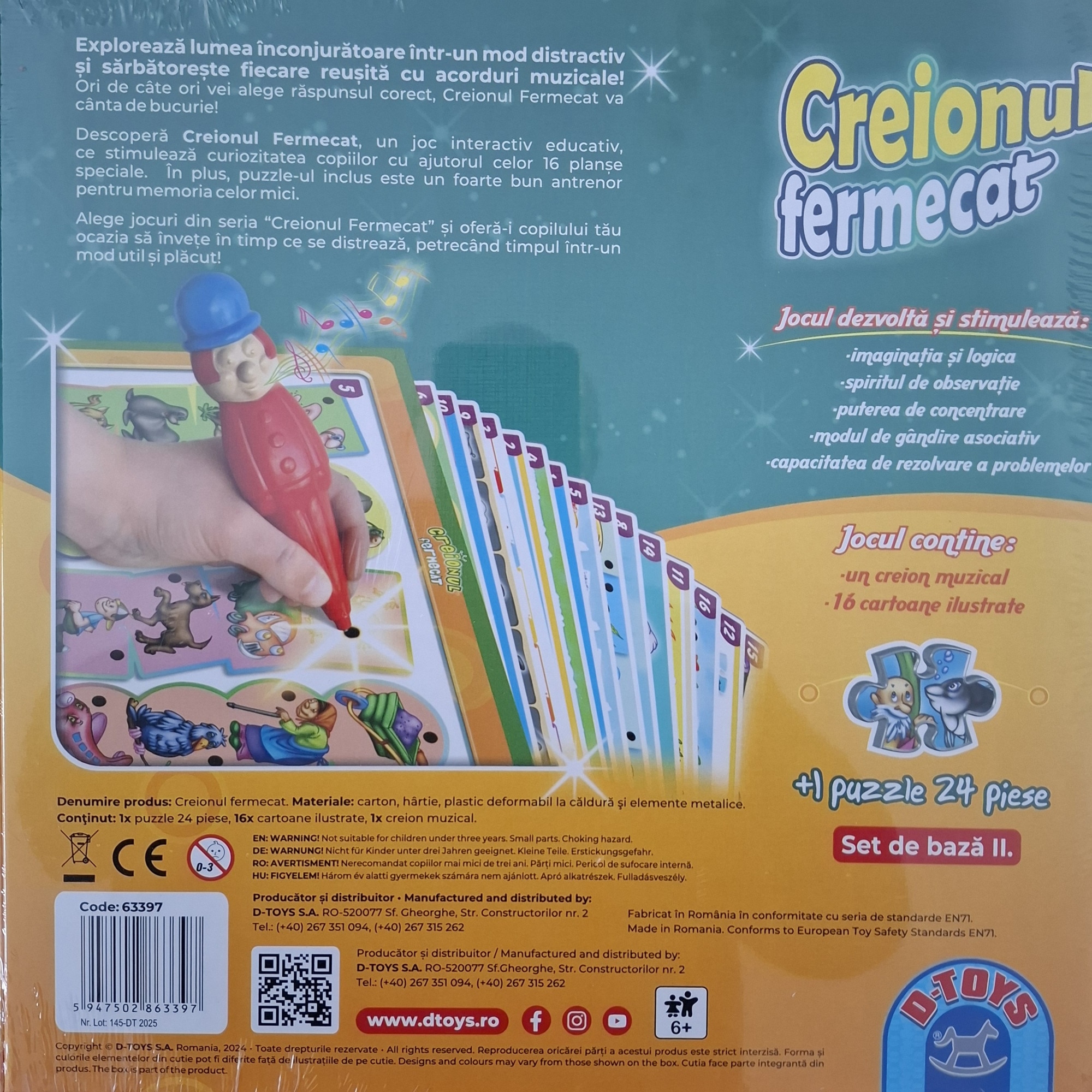 Set joc educativ Creionul fermecat, Dtoys, 16 planse ilustrate, puzzel ...