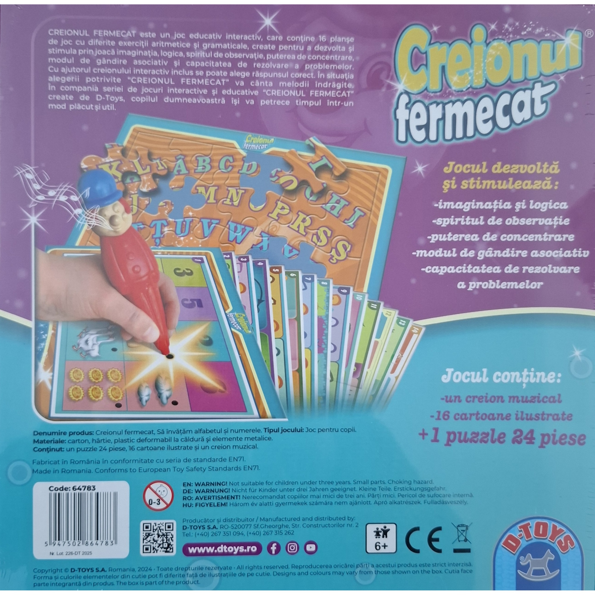 Creionul fermecat Dtoys, joc educațional interactiv, set cu puzzel de ...