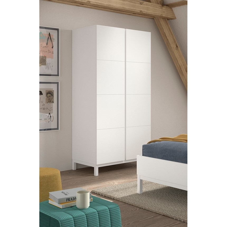Set Complet Mobilier Camera Copii EVA: Pat 90x200 cm, Noptiera, Dulap 2 ...