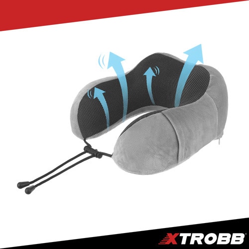 Perna de voiaj 3D Xtrobb, confort pentru avion, masina sau tren, gri ...