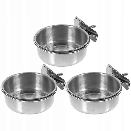 Set de 3 boluri pentru pasari, inox, 14x14x5,5cm, 12x12x5cm, 10x10x4 ...