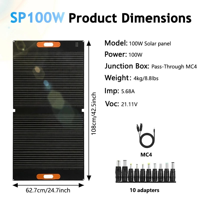 Panou solar portabil pliabil T100, 4 module, eficienta 24%, silicon ...