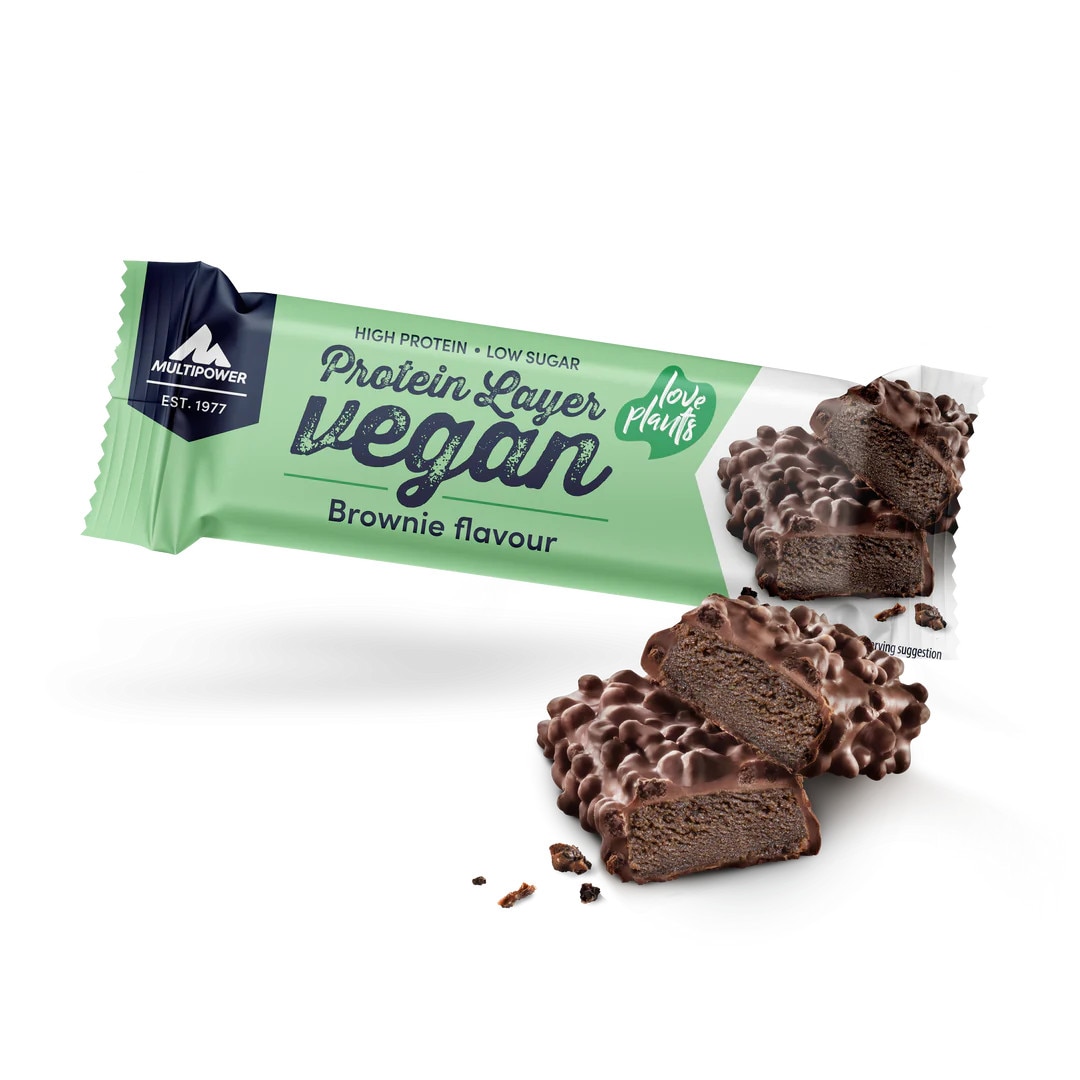 Baton proteinic Multipower Protein Layer Vegan 55g, brownie, 100% ...