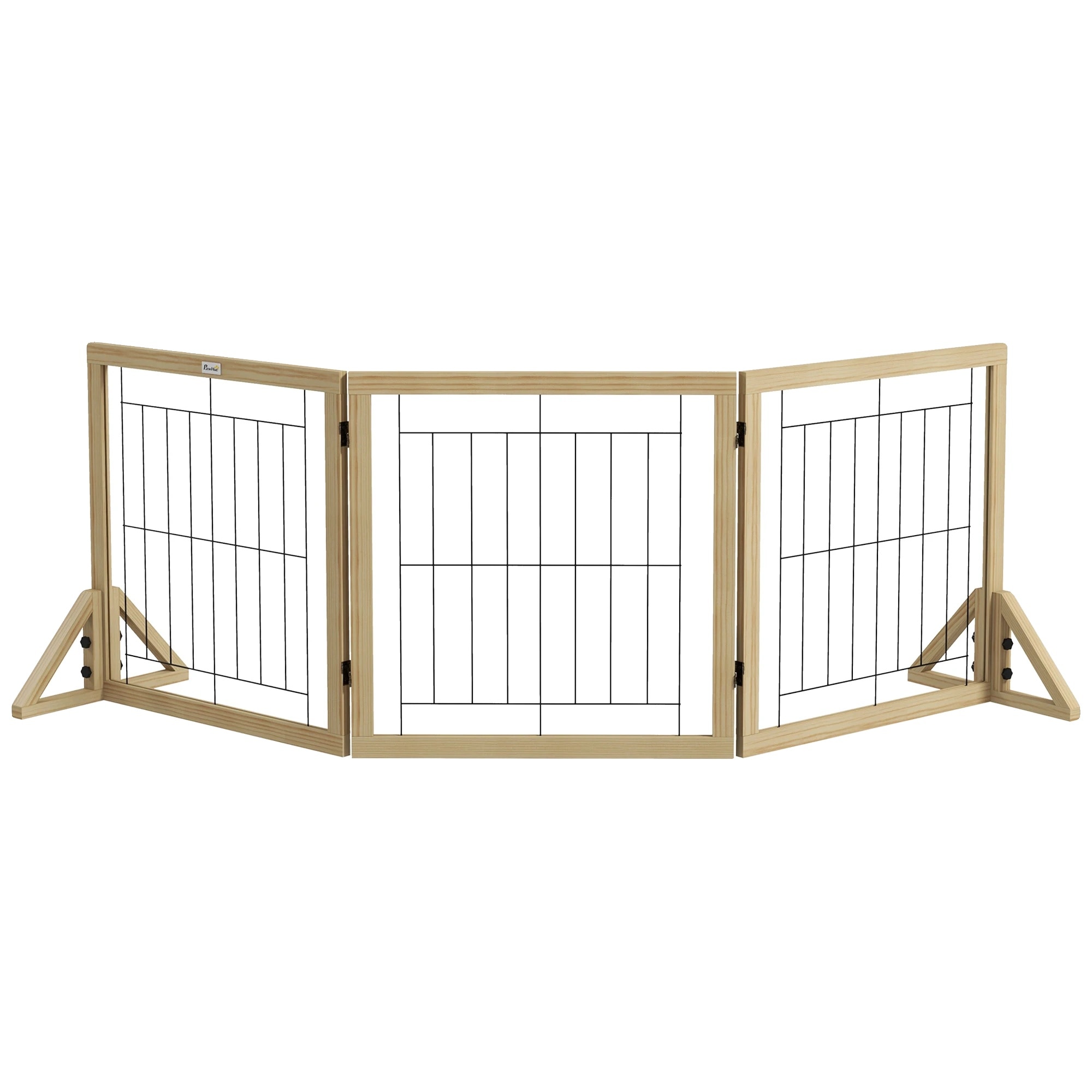 Bariera pentru caini, design pliabil, panouri ajustabile, lemn natural ...