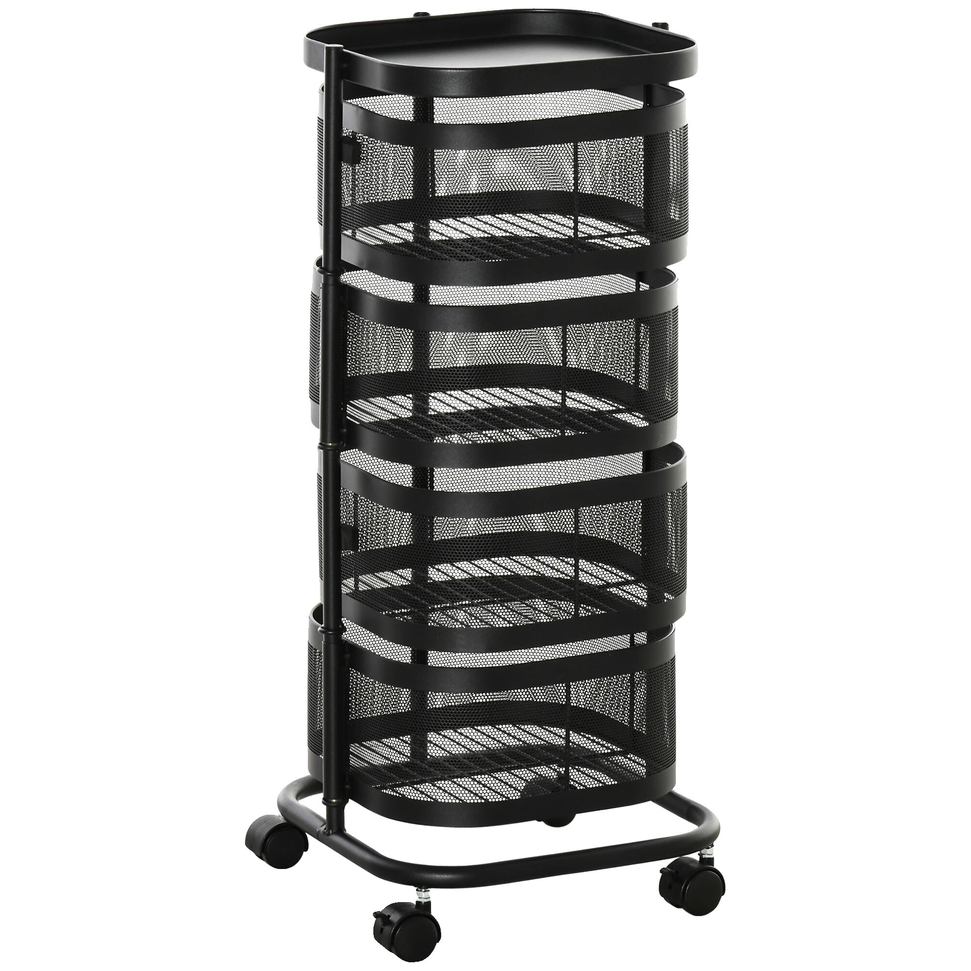 Carucior auxiliar, 4 cosuri de depozitare, 33x33x77cm, capacitate ...