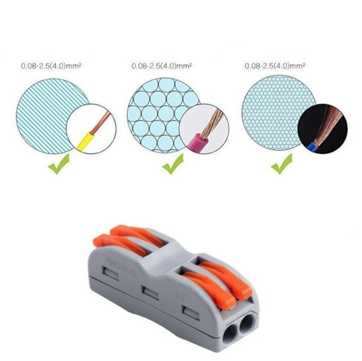 Set 50 de buc Conectori rapizi pentru cabluri electrice, 2 poli la 2 ...
