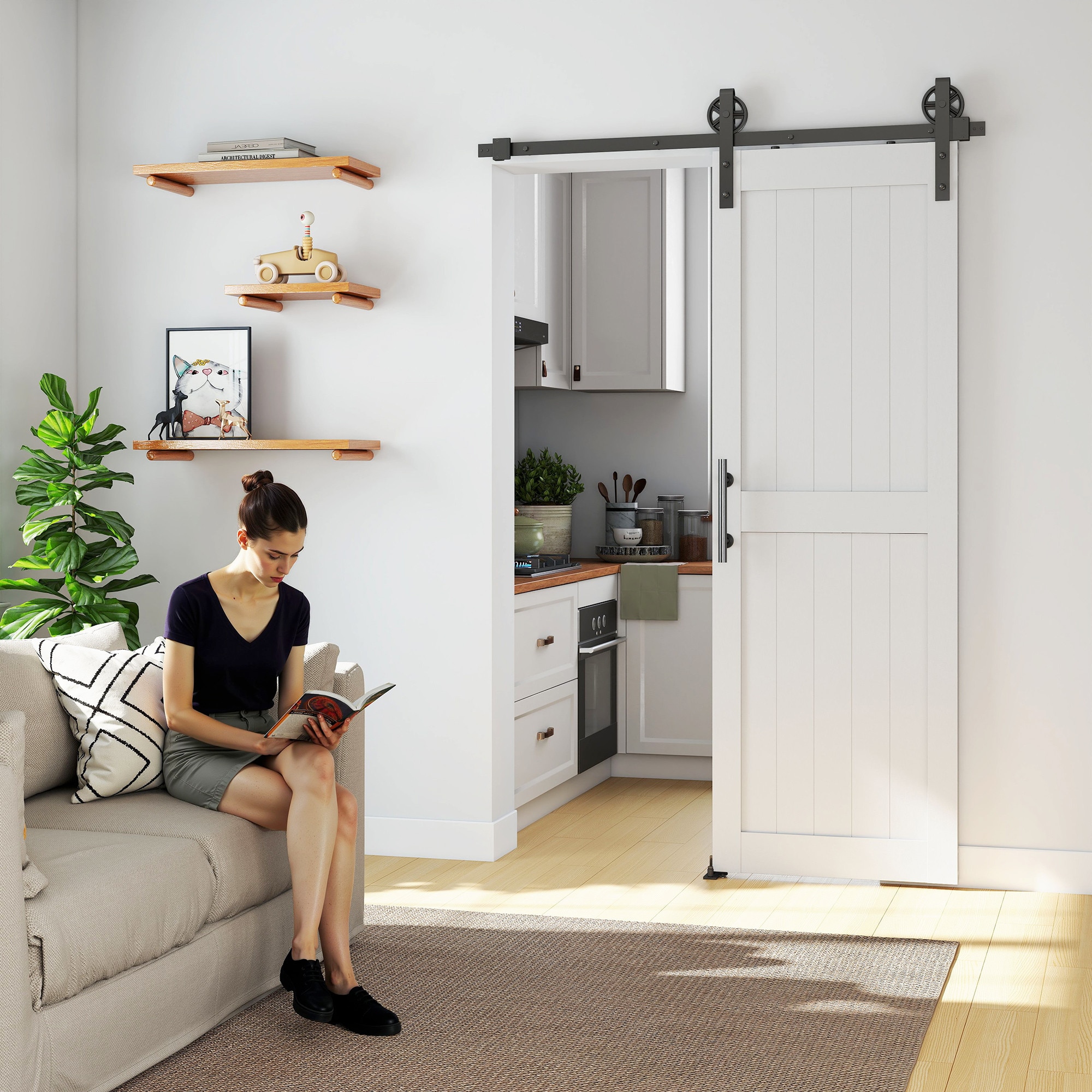 HOMCOM Tolóajtó, MDF, Szénacél, 71.5cm x 3.5cm x 213.4cm, Fehér - eMAG.hu