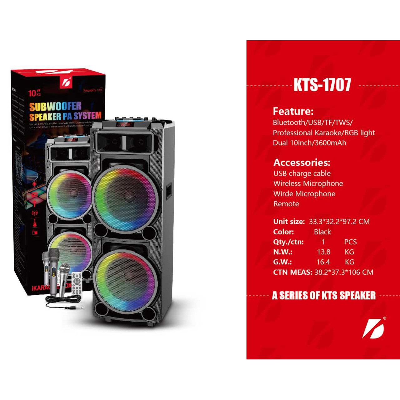 Boxa Bluetooth portabila Elworld KTS-1707, boxa karaoke pentru interior ...