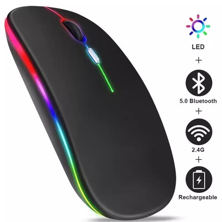 Mouse Wireless VU-TEK 199, Bluetooth si WIFI, reincarcabil, negru, 1600 ...
