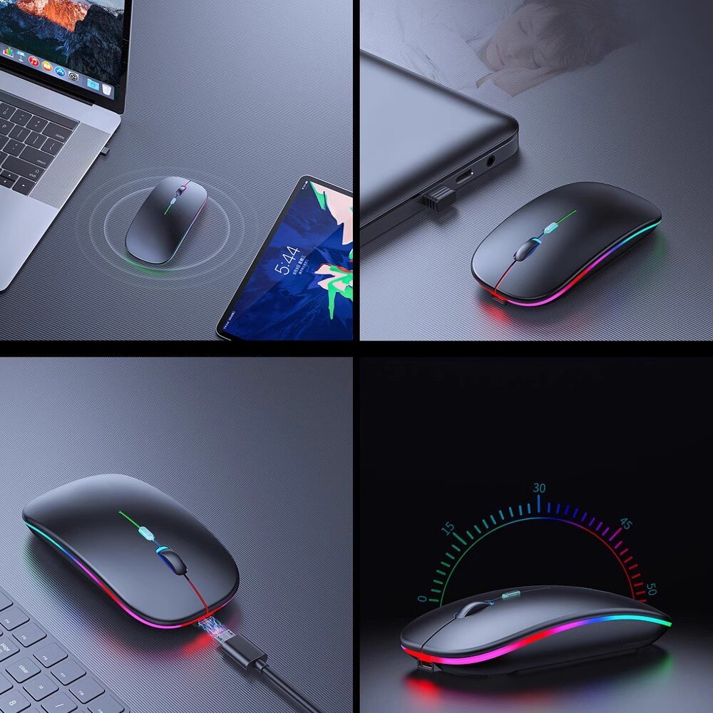Mouse Wireless VU-TEK 199, Bluetooth si WIFI, reincarcabil, negru, 1600 ...