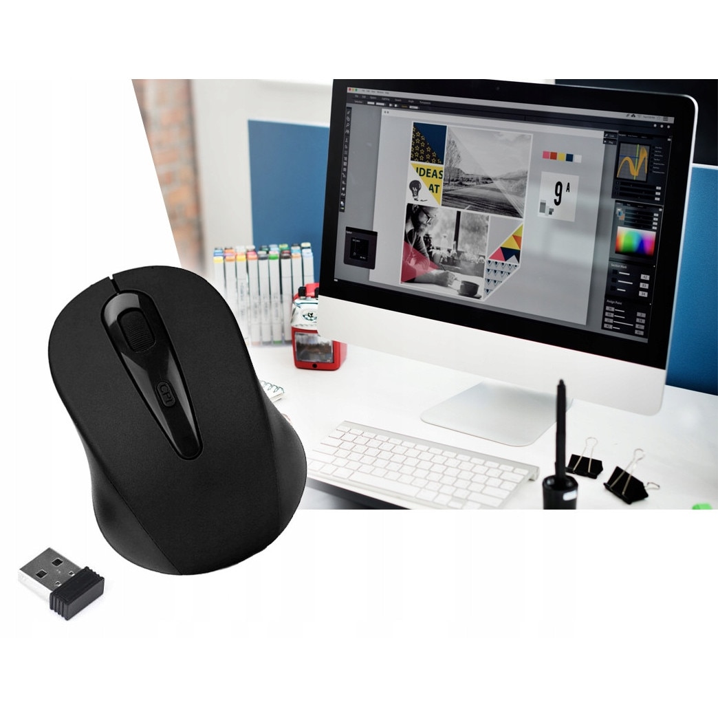 Mouse optic wireless Zola, 1600 DPI, raza actiune 10 m, negru - eMAG.ro
