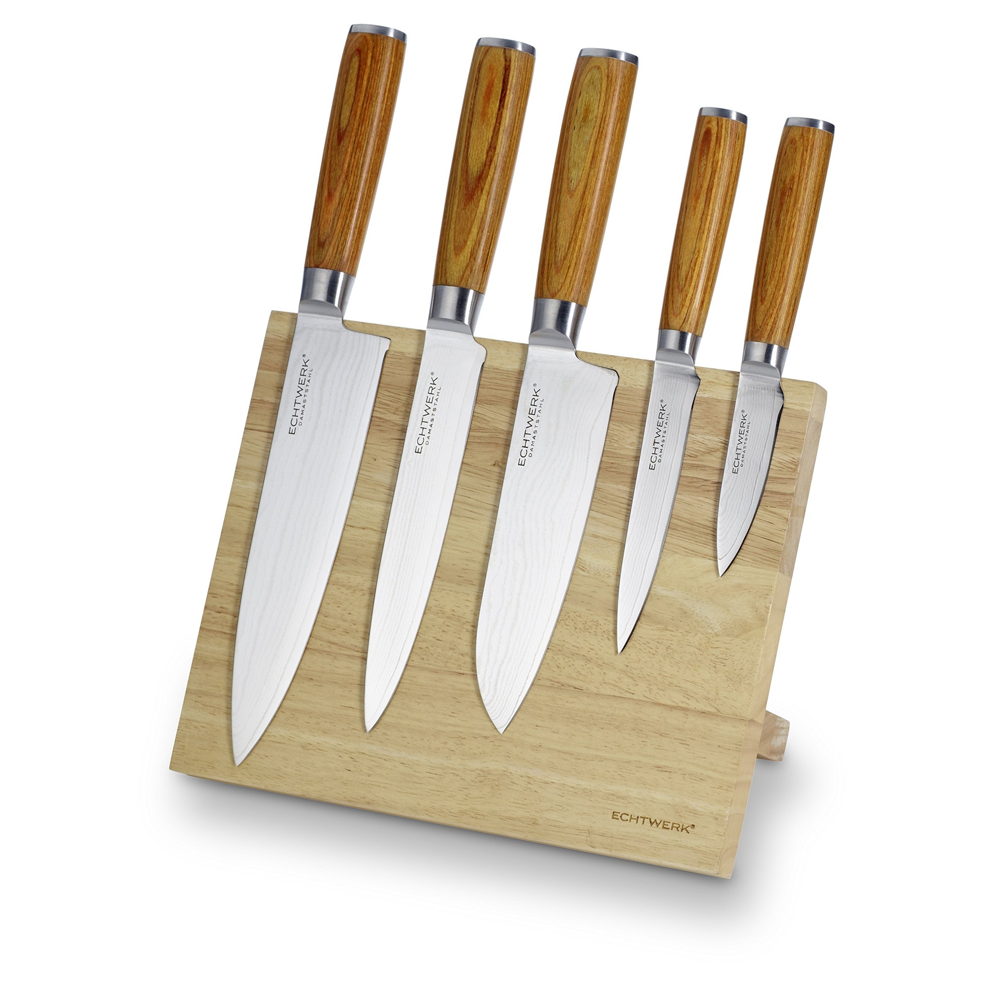 Set cutite damasc Echtwerk 6 piese, inclusiv bloc magnetic din lemn ...