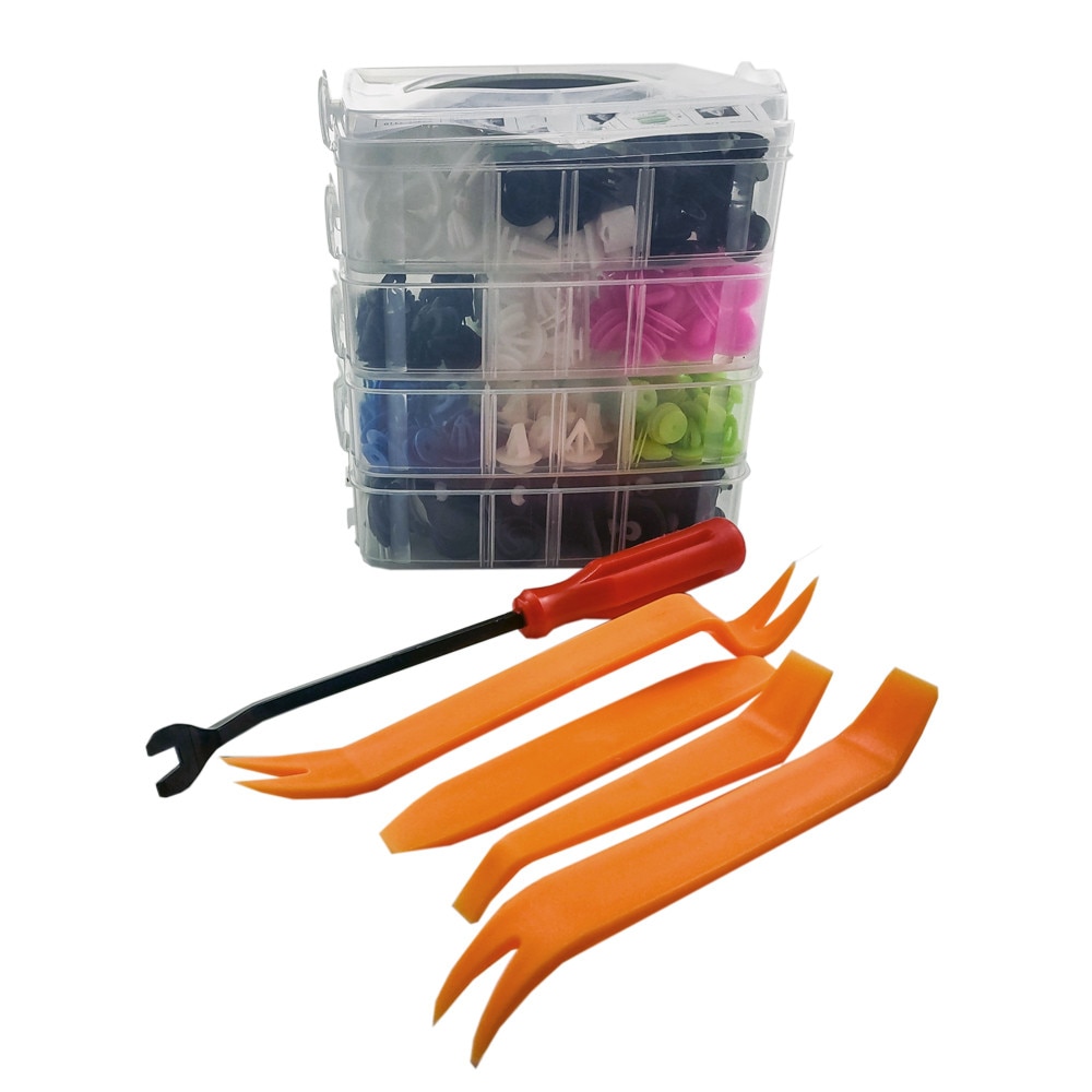 Set 470 buc cleme din plastic + 5 unelte CARGUARD, trusa scule, auto ...
