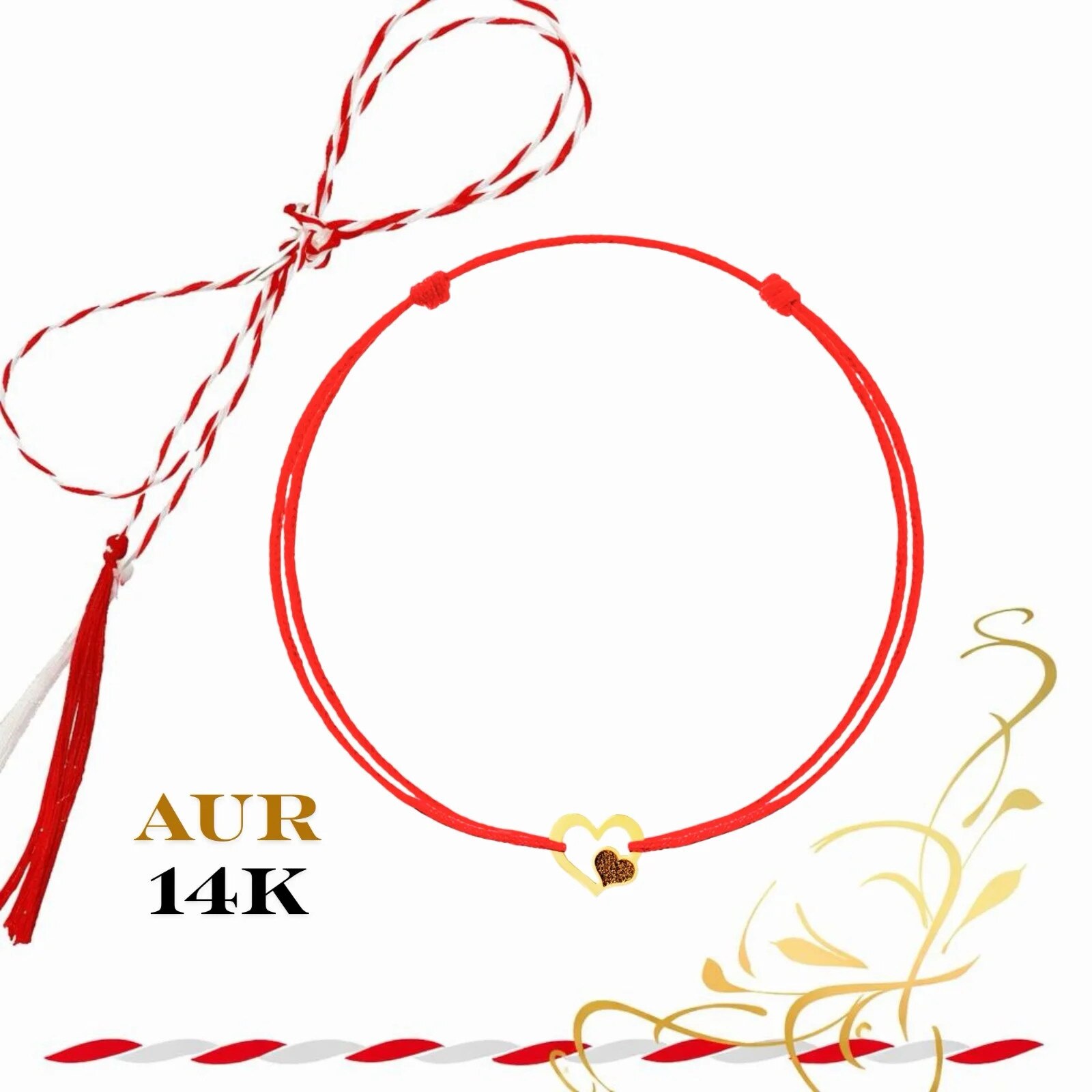 Martisor bratara din aur 14K - Inima cu inimioara - eMAG.ro