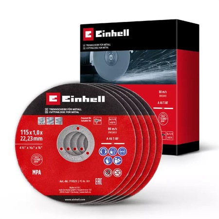 Set de 5 discuri de taiere subtiri originale Einhell pentru metal, Ø ...
