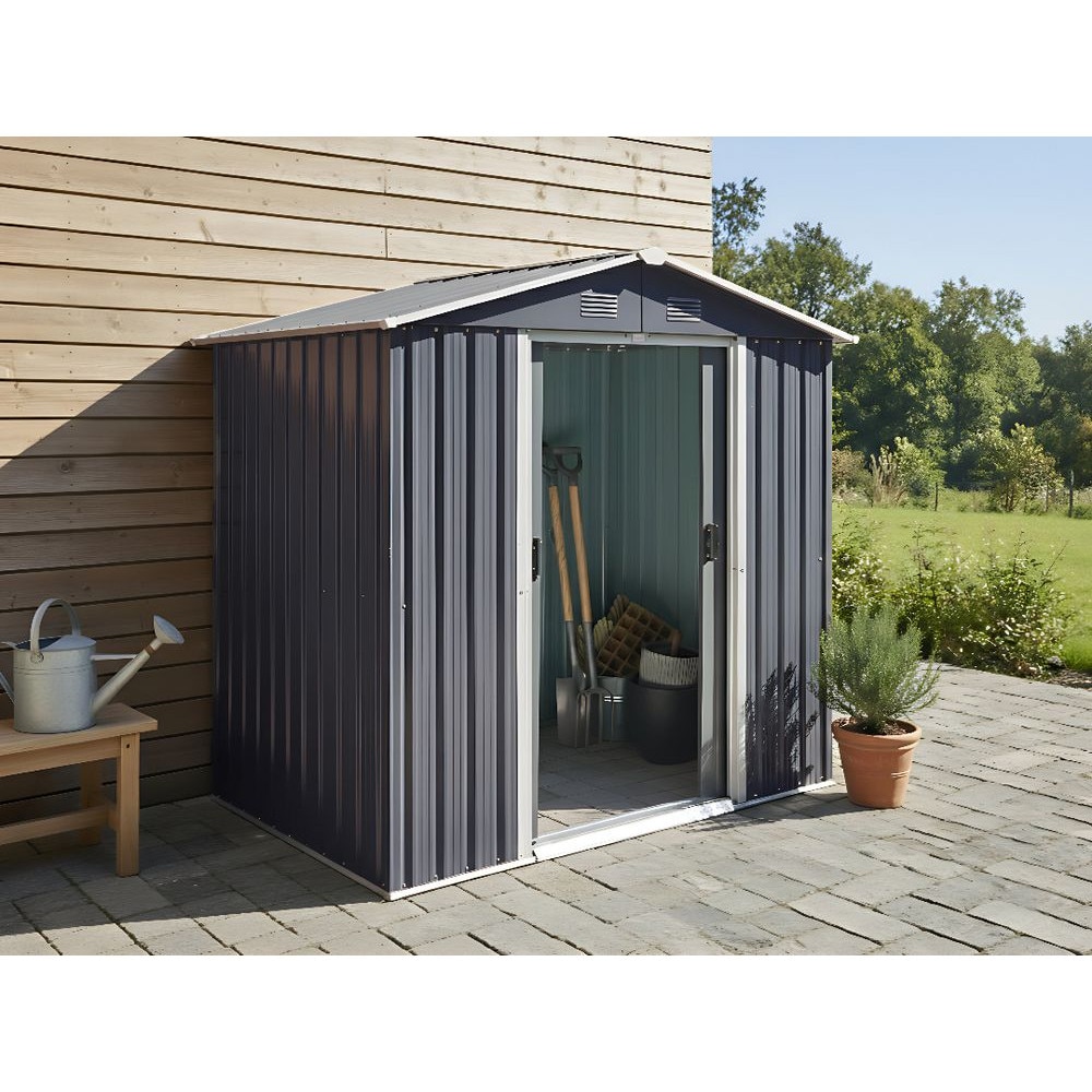 Magazie de gradina Cirella 194 cm 118 cm Gri grafit - eMAG.ro