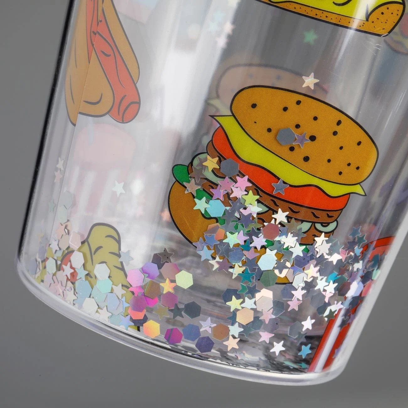 Pahar din Plastic Transparent cu Capac Pai & Model Fast Food 475ml ...