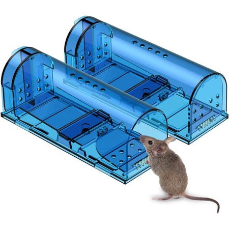 Set de 2 capcane pentru soareci, Ronyes, reutilizabile, plastic, 17.3x6 ...