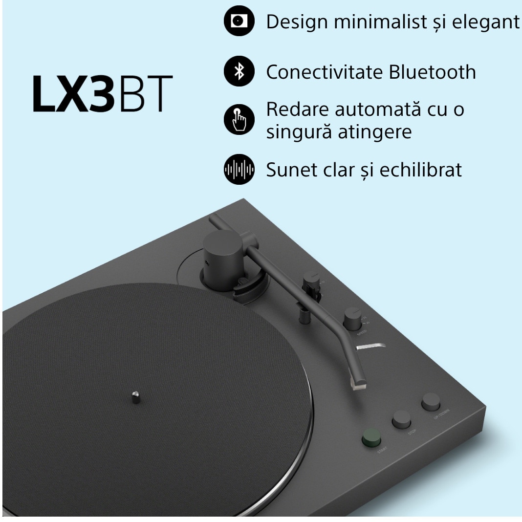 Pick-up wireless Sony PS-LX3BT, Bluetooth, Redare automata, Hi-Res ...