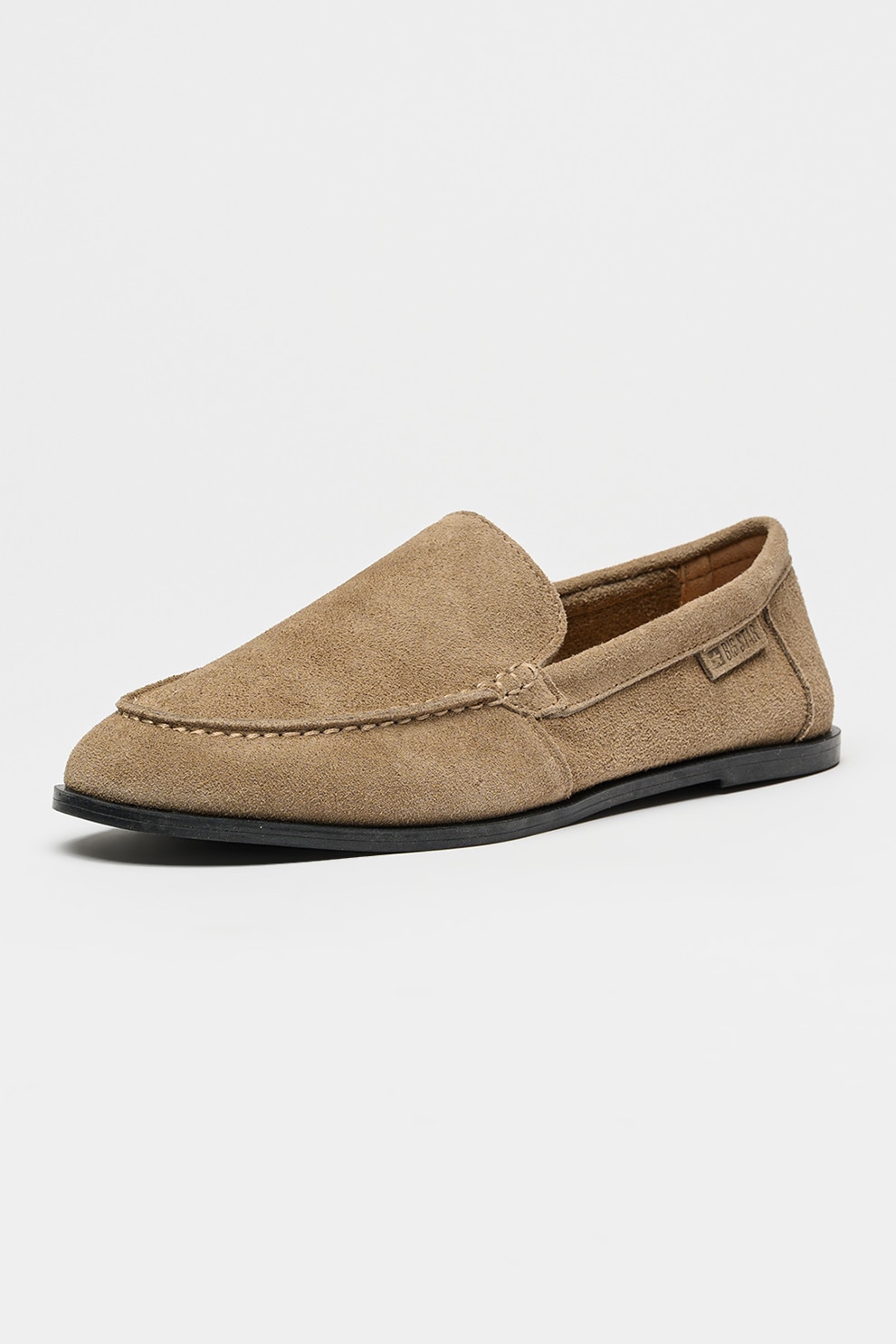 Big Star, Pantofi loafer din piele intoarsa cu varf rotund, Maro taupe ...