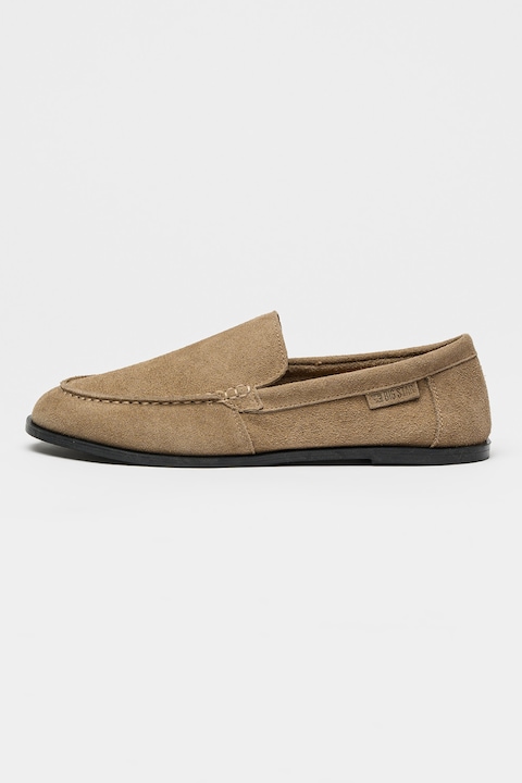 Big Star, Pantofi loafer din piele intoarsa cu varf rotund, Maro taupe ...