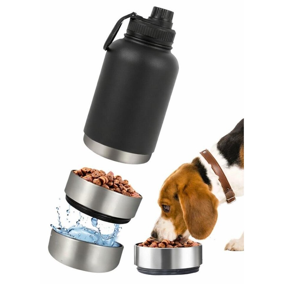 Sticla portabila pentru animale, cu boluri pentru apa si mancare, The ...