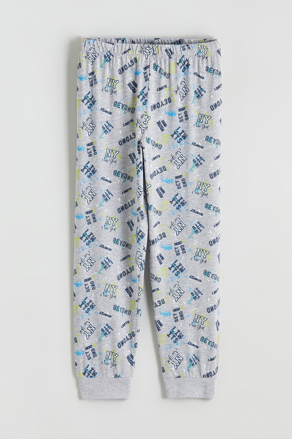LC WAIKIKI, Pijama cu imprimeu grafic, Gri, Bleumarin, 146-152 CM - eMAG.ro
