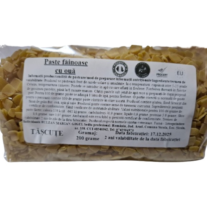 Paste Tascute, 200g, alte forme, faina de grau dur, fara gluten - eMAG.ro