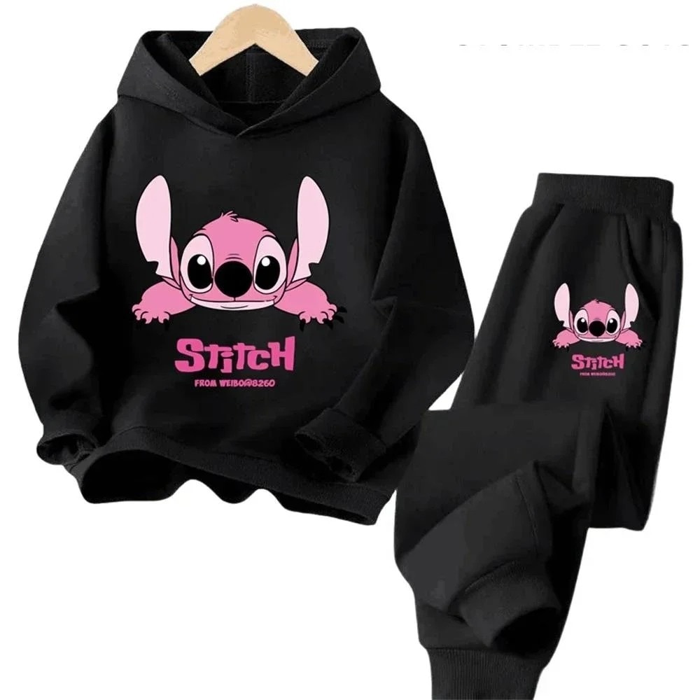 Trening fete, imprimeu Stitch, negru/roz - eMAG.ro