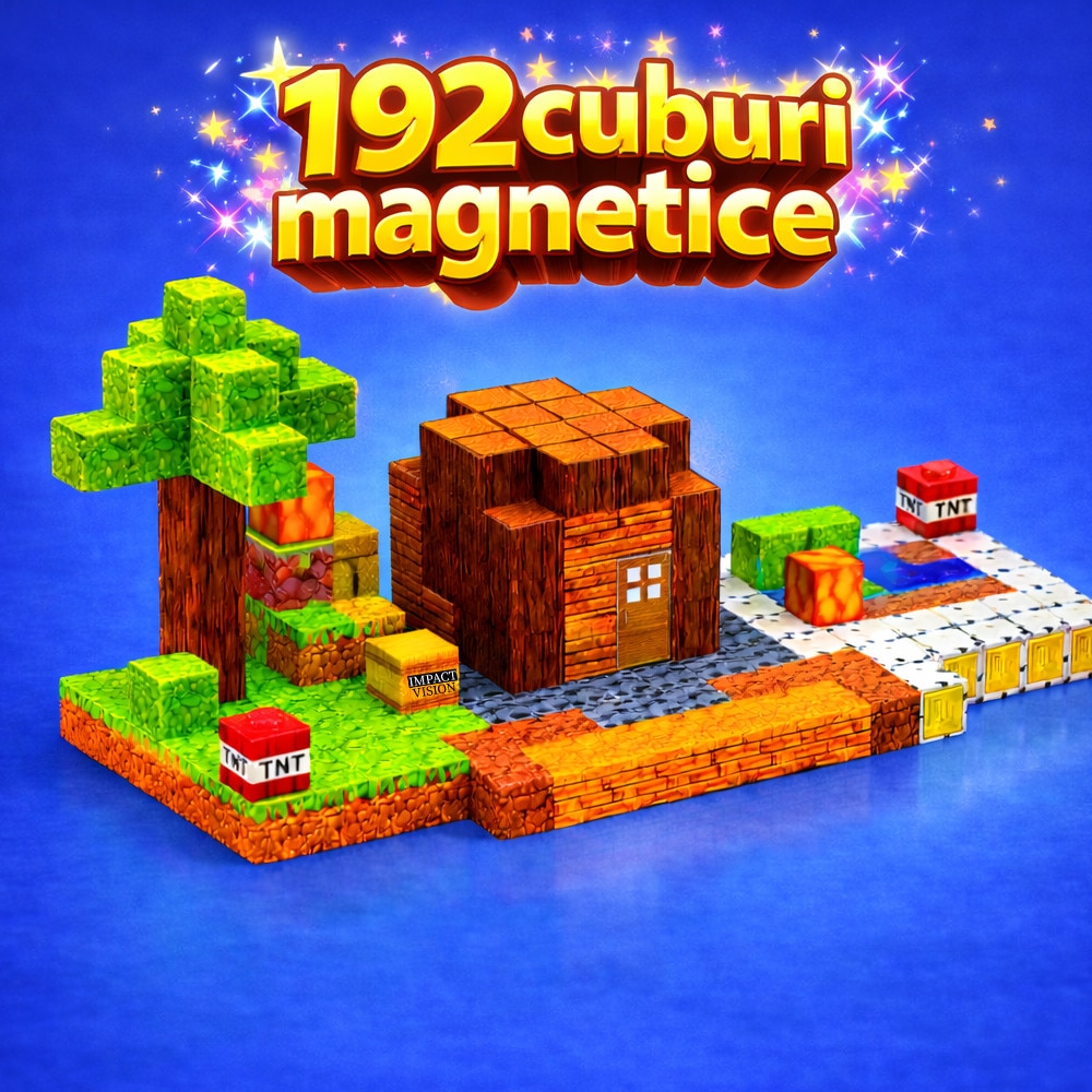 Set 192 Cuburi de Constructie Magnetice Impact Vision®, Cube Adventure ...