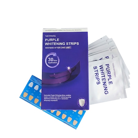 Set 14 Benzi Albire Dinti Mov cu Tehnologie PAP+ 18%, Fara Peroxid ...