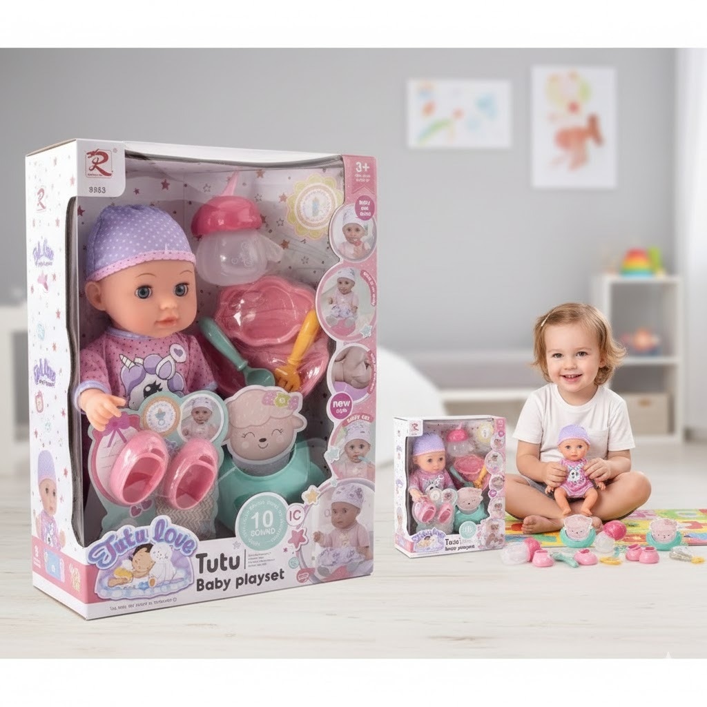 Papusa Bebelus Interactiva 26 cm, Bea Apa si Face la Olita, Vorbeste si ...