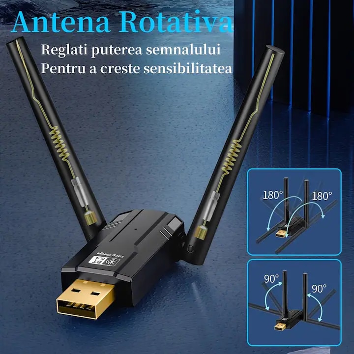 XiOMAX Adaptor Wireless, Pentru PC/Laptop, Bluetooth 5.4, Raza de ...