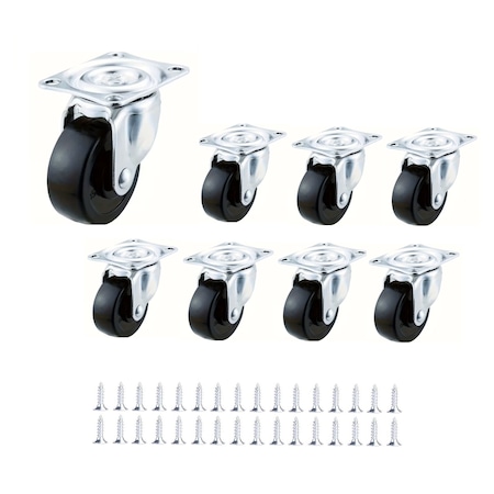 Set 8 mini rotile pivotante plastic metal D 25 mm hobby aplicatii ...