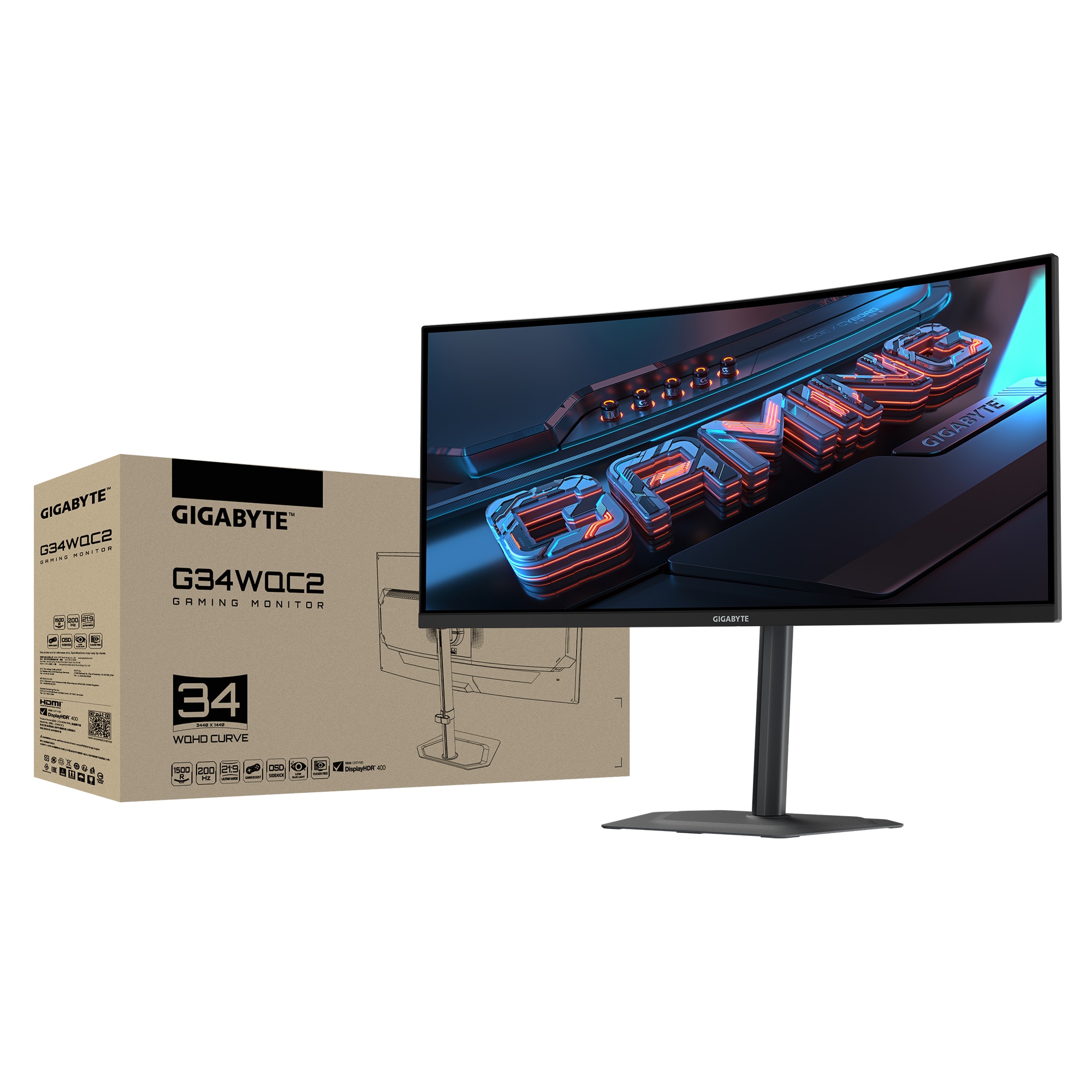 Monitor Gaming Curbat LED VA Gigabyte G34WQC2 EK, 34", UWQHD (3440x1440 ...